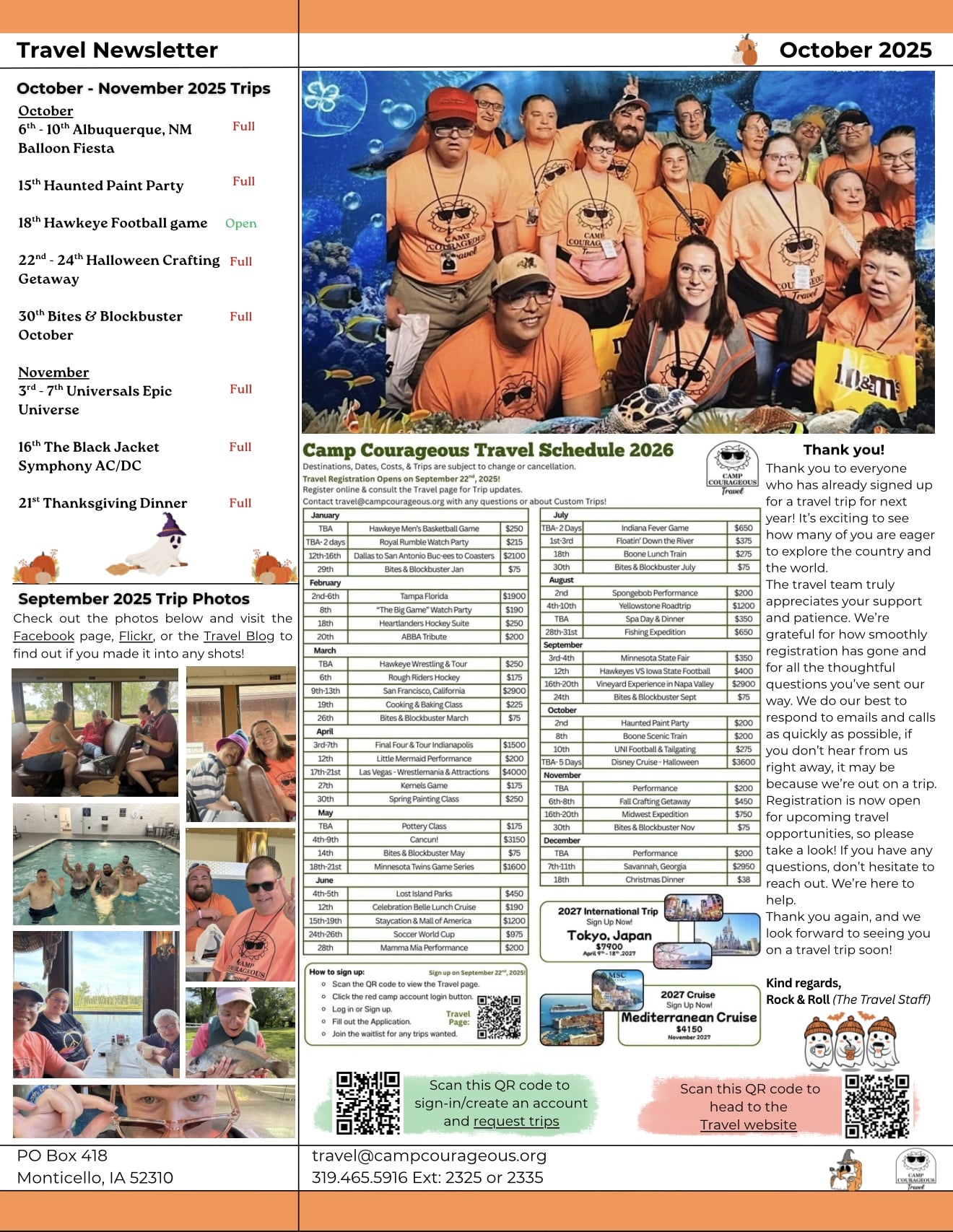 Travel Newsletters – Camp Courageous